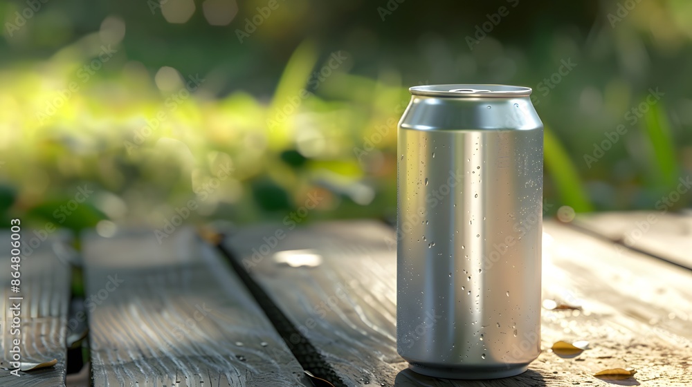 Blank Label Soda Can: A soda can with no label on a picnic table. Stock ...