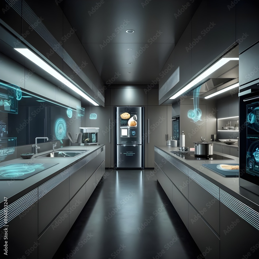 Smart kitchen concept with kitchen smart home appliances integrating vr ...