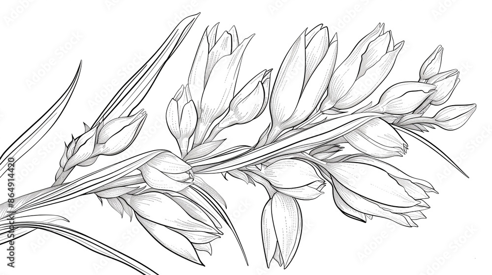 Cartoon yucca flower, outlined for coloring, on a white background ...