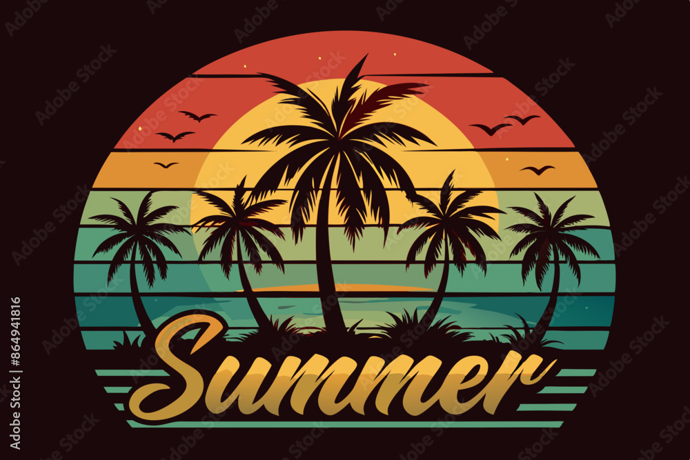 Summer T Shirt Design Retro And Vintage Summer Vibes T Shirt Design