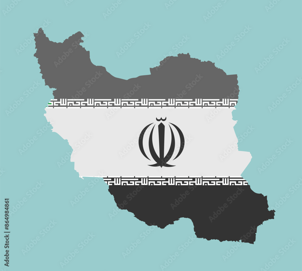 Islamic Republic of Iran map flag vector silhouette illustration ...