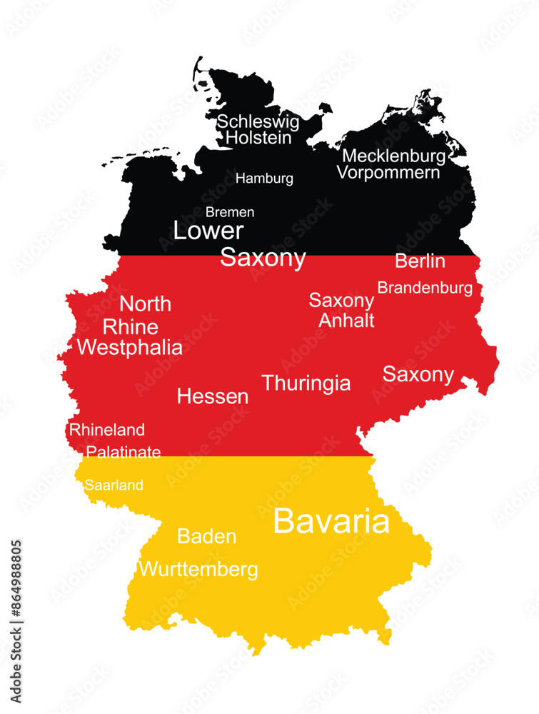 Germany map flag vector silhouette illustration isolated on white ...