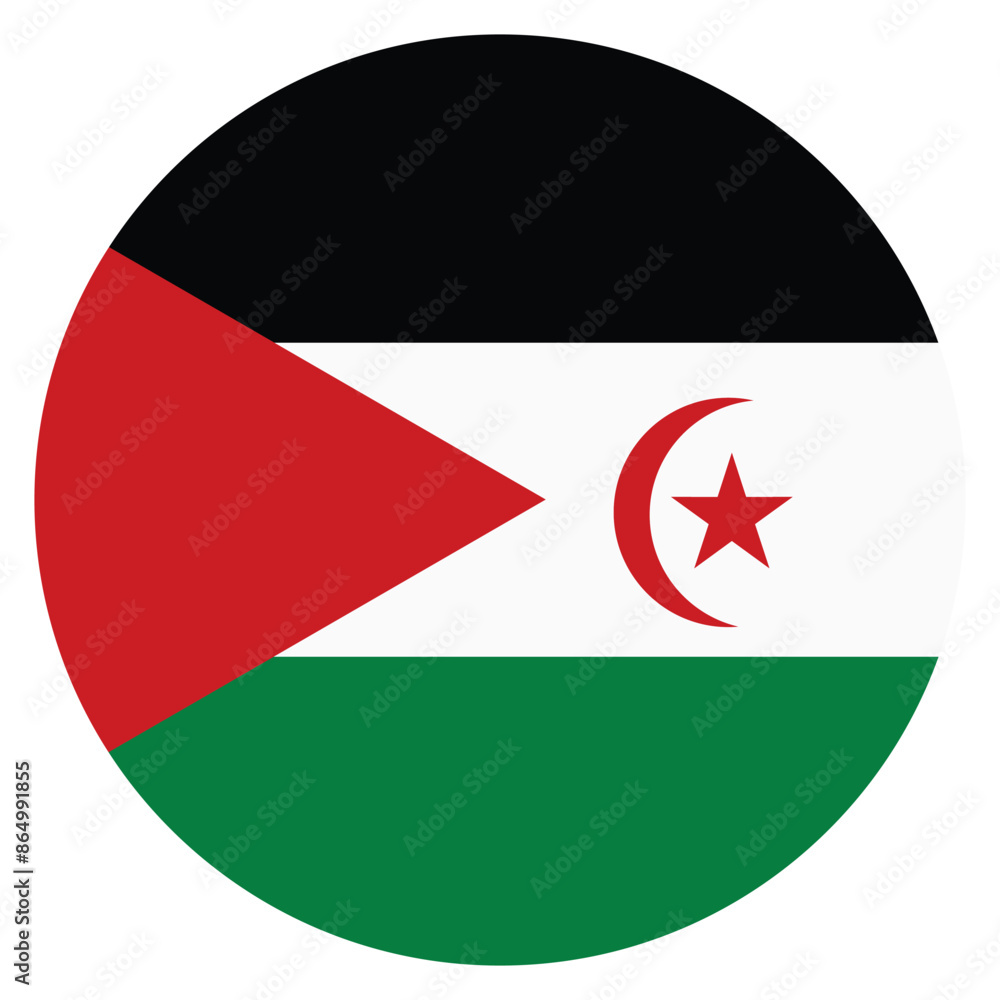 Circle badge Western Sahara flag roundel vector illustration isolated ...