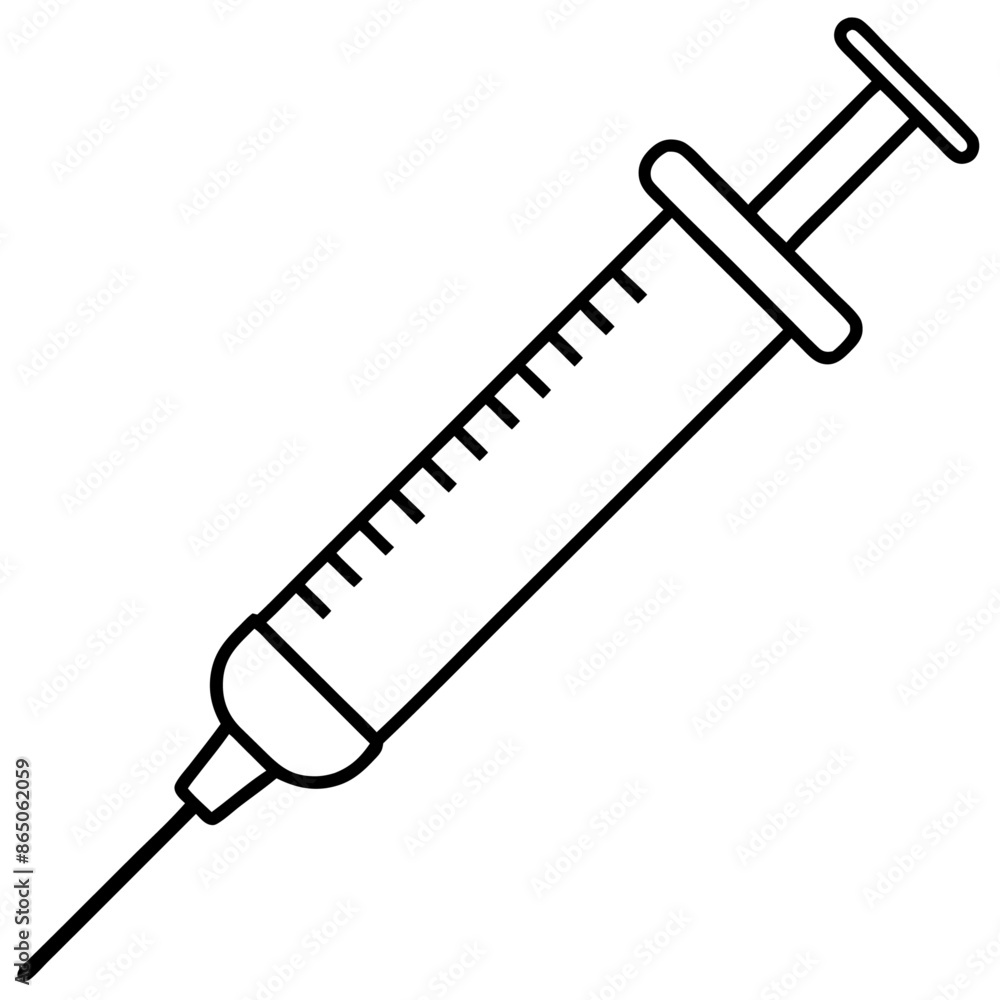 syringe outline coloring book page line art illustration digital ...