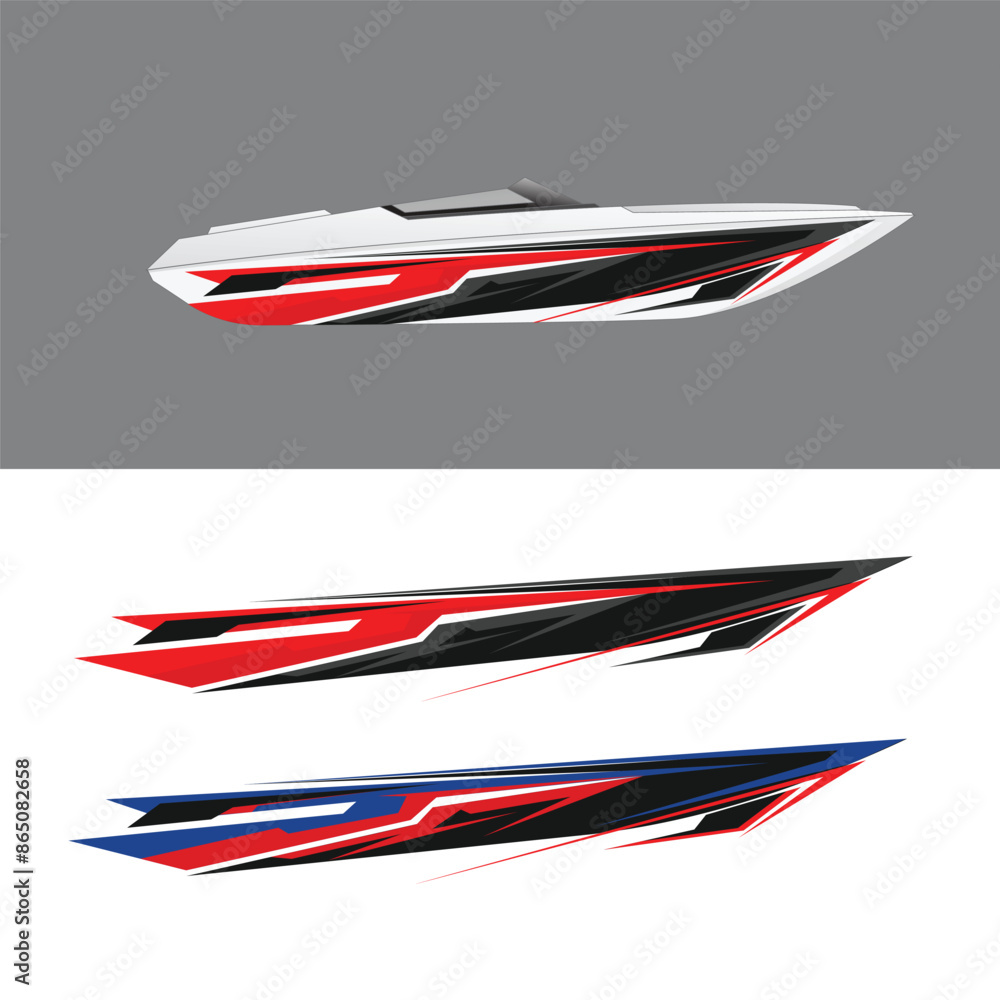 yacht ship wrapping sticker design vector. jet boat vinyl sticker Stock ...