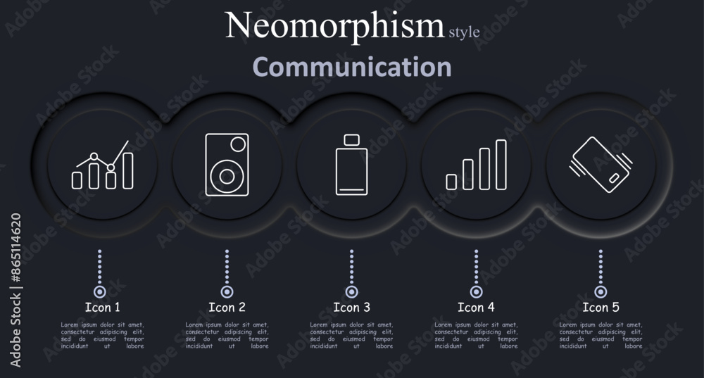 Communication set icon. Chart, speaker, signal, mobile, network ...