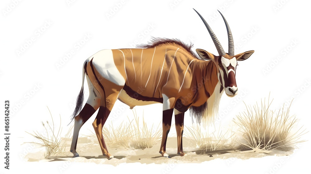1. Generate a detailed digital illustration of an Oryx in full-body ...
