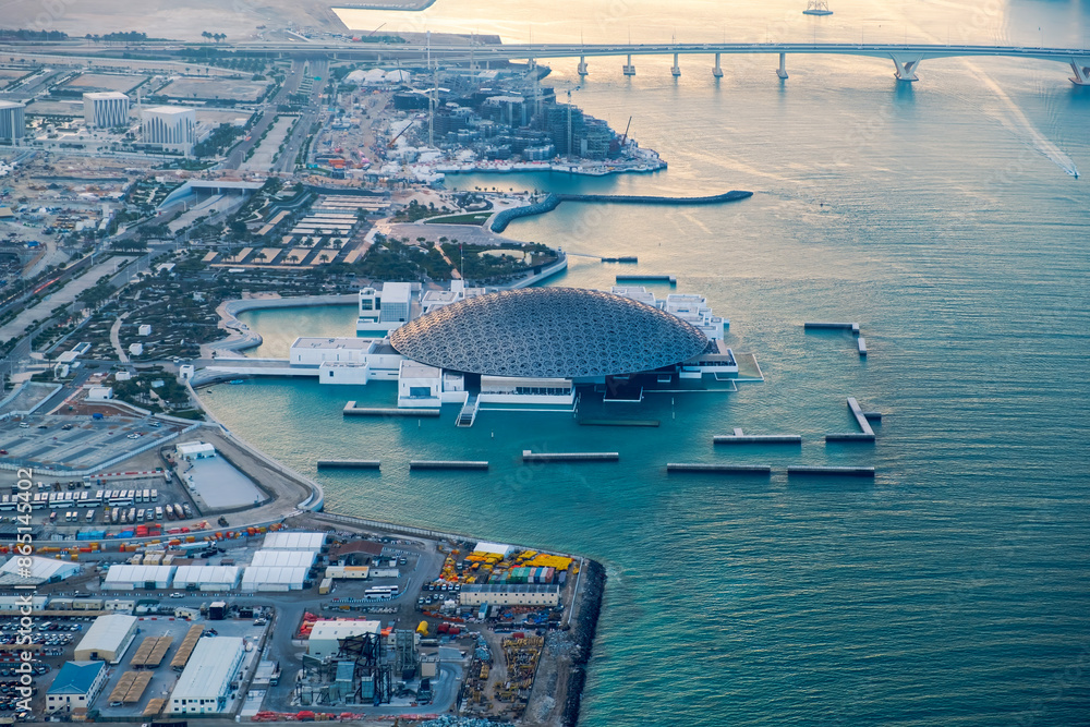 Abu Dhabi, United Arab Emirates January 3rd 2024. Aerial photo of ...