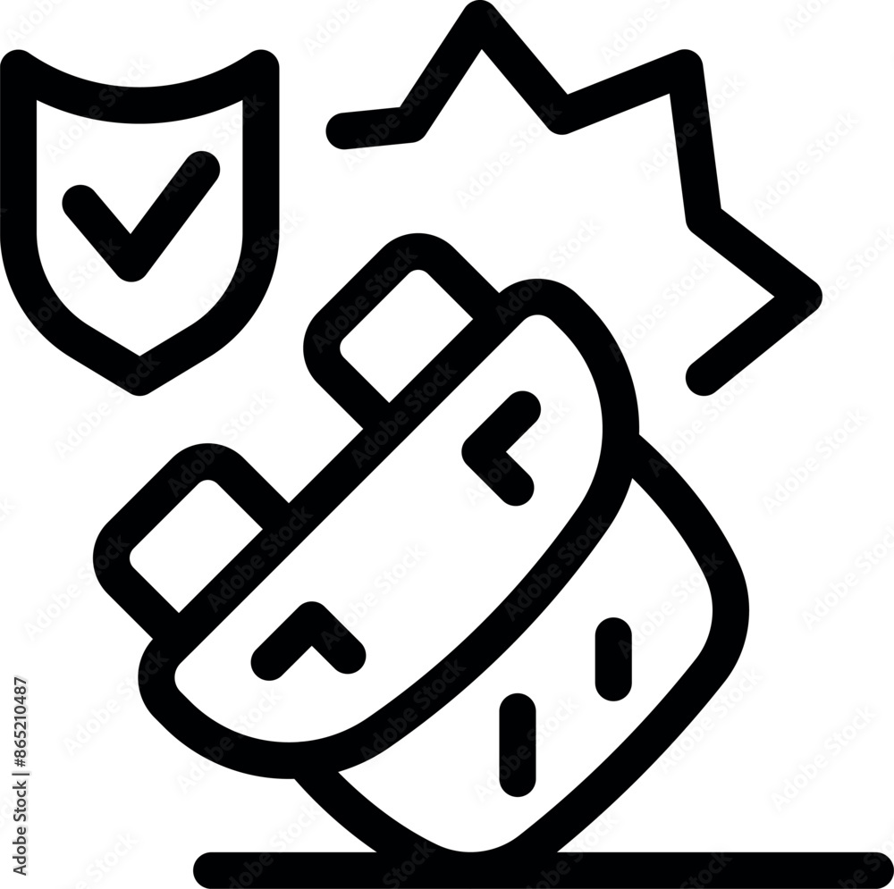Vr headset is lying on its side with a checkmark shield and an ...