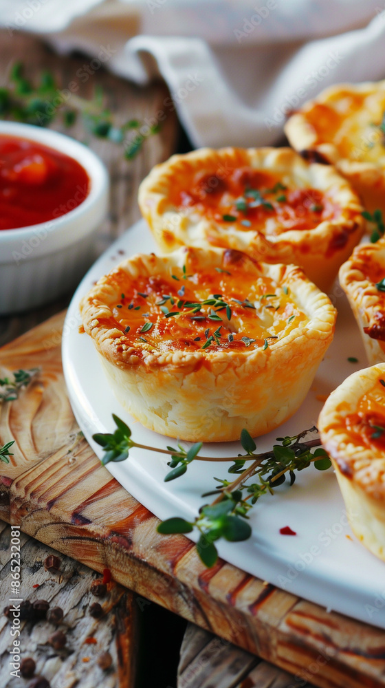 Homemade small beef mince Australian party pies crispy flaky puff ...