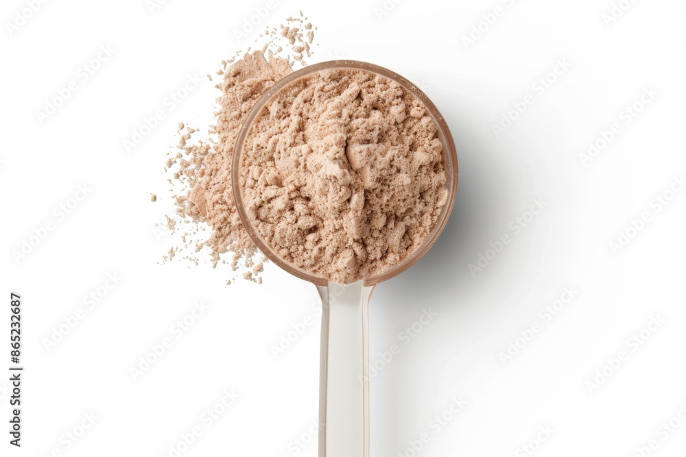 Transparent Protein Powder Isolated on White Background - Detail of a ...