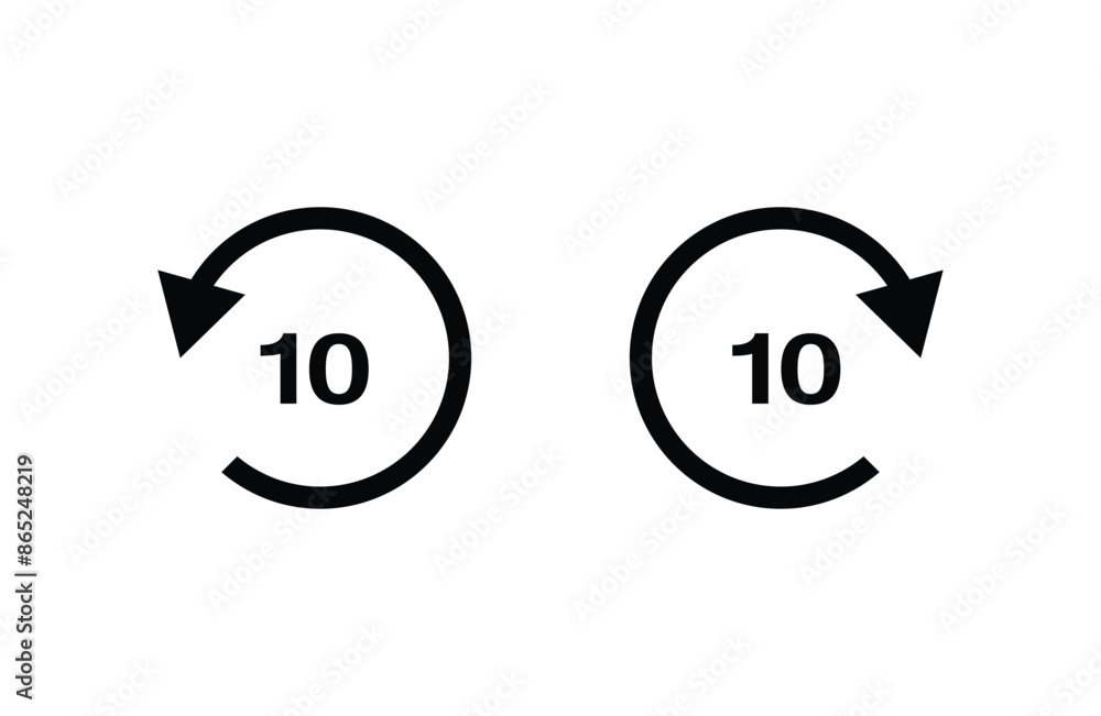 10 sec back or forward media player icons Stock Vector | Adobe Stock