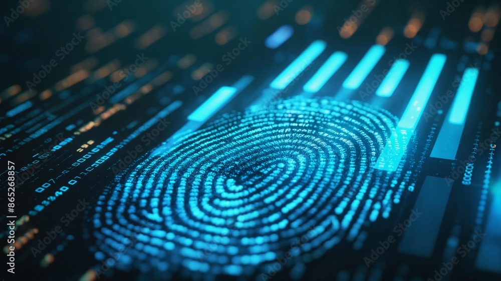 Secure fingerprint biometric identification system scanning with cyber ...
