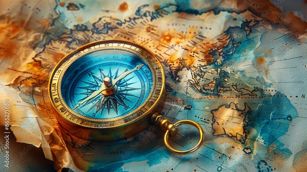 ancient nautical chart navigation map pattern on old paper texture ...