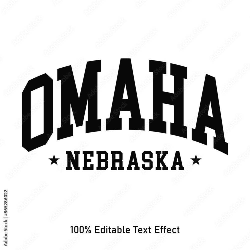 Omaha text effect vector. Editable college t-shirt design printable ...