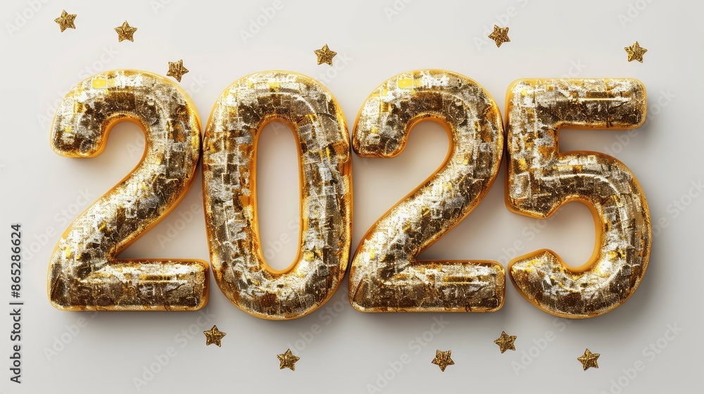 Golden 3D Numbers 2025: Celebrating the New Year in Style Stock ...