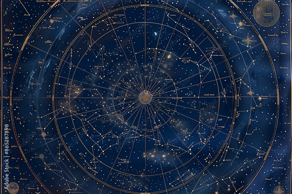 Celestial galaxy, star map, cosmic universe constellation background ...