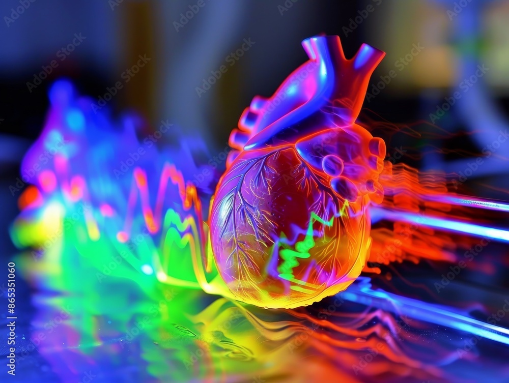Eye-catching footage of a human heart ultrasound scan with vibrant ...