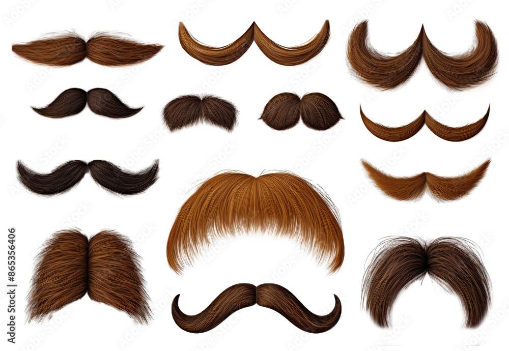 Moustache Variety Isolated on Transparent Background, cut out PNG Stock ...