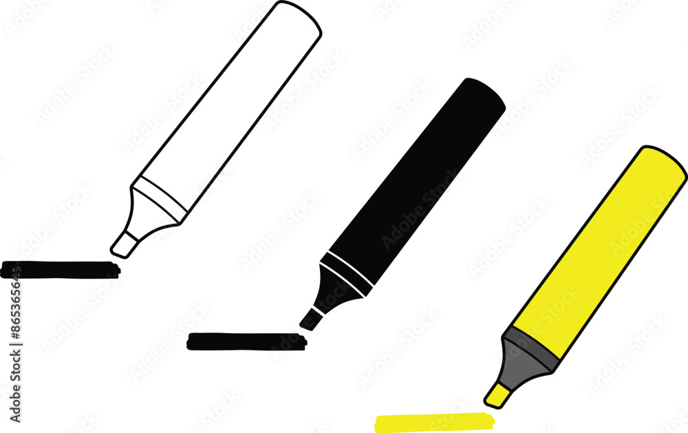 Cartoon Yellow Highlighter Marker Writing with Ink Swatch Clipart ...