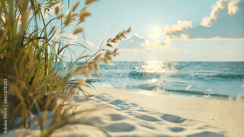 Beautiful Realistic Summer Background with Beach Stock Illustration ...
