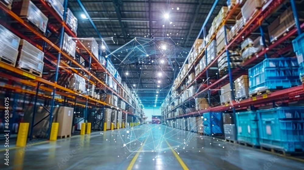 smart warehouse management system. digital high technology Stock ...