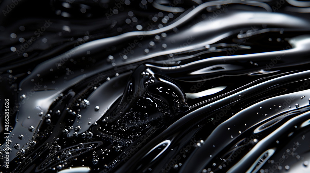 crude oil aesthetic photography, smooth surface, rich black color ...