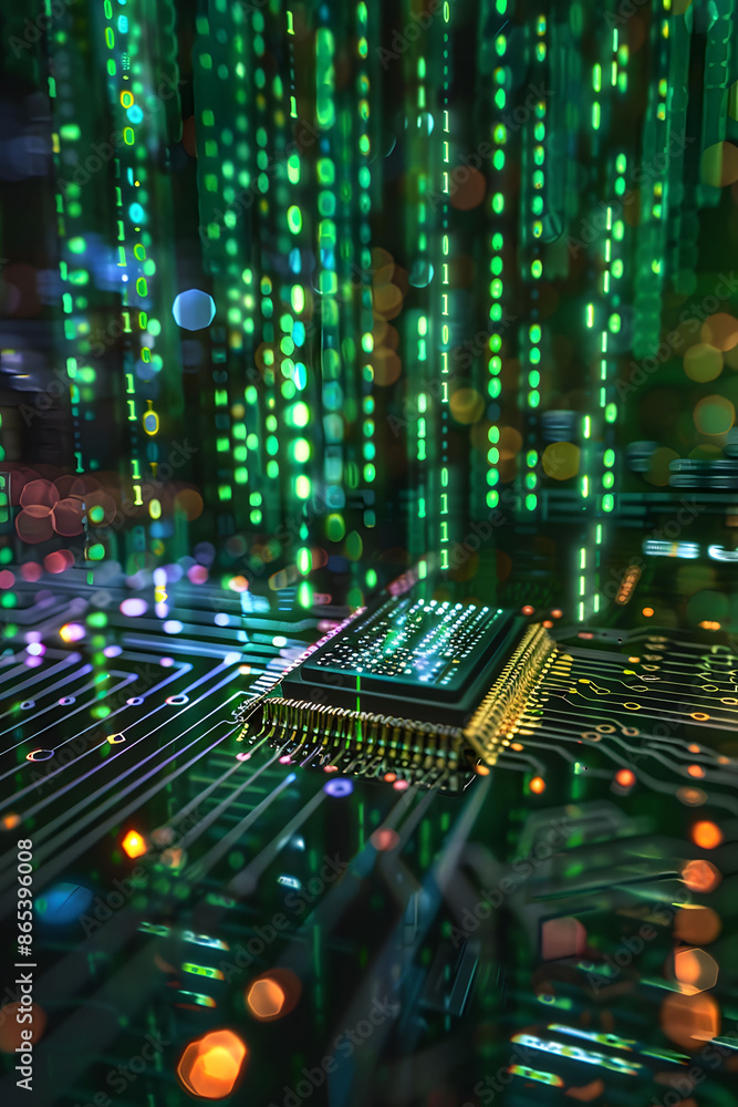 Technology theme like AI, robot, chip, lab on Vertical Background ...