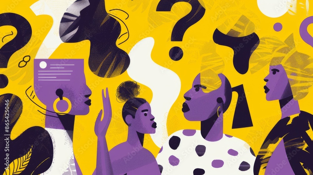 Non-Binary Identity incorporating Abstract Human Figures and Question ...