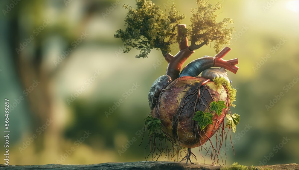 Heart with Growing Tree Symbolizing Organ Donation Day and Renewal ...