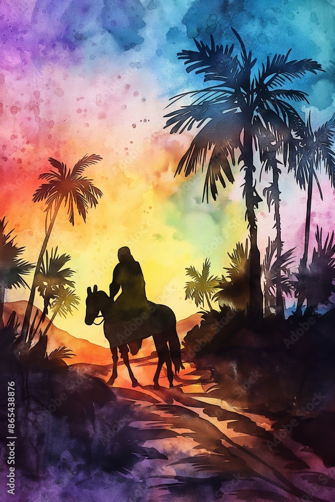 Palm Sunday Celebration: An artistic depiction of Christ's triumphal ...