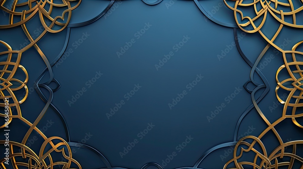 Elegant blue gold background and arabic geometric pattern border For ...