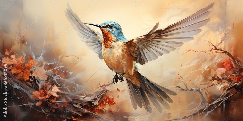 AI Generated. AI Generative. SMall little calibri hummingbird bird ...