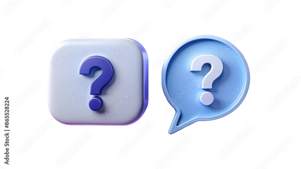 Question mark, question bubble icon model design render 3d, faq Q & A ...