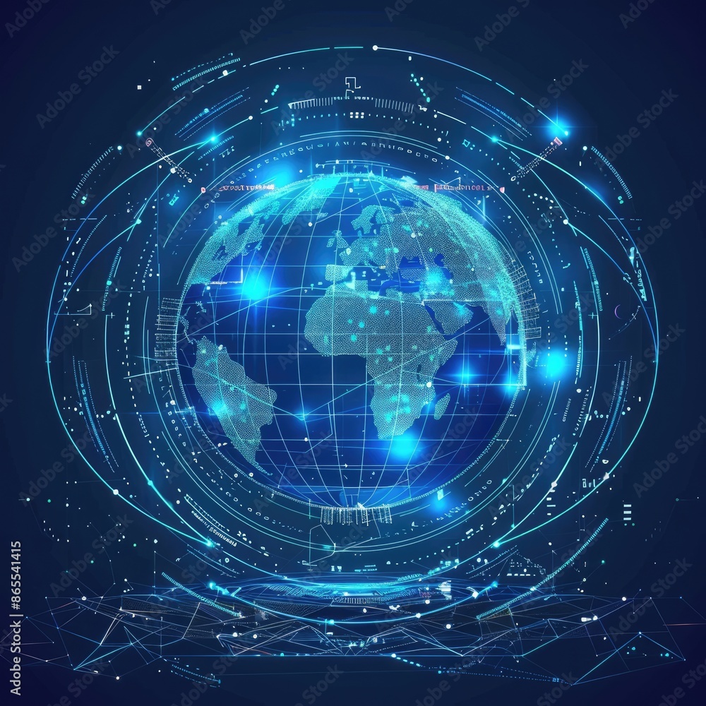 Vector. Map of the planet. World map. Global social network. Future ...