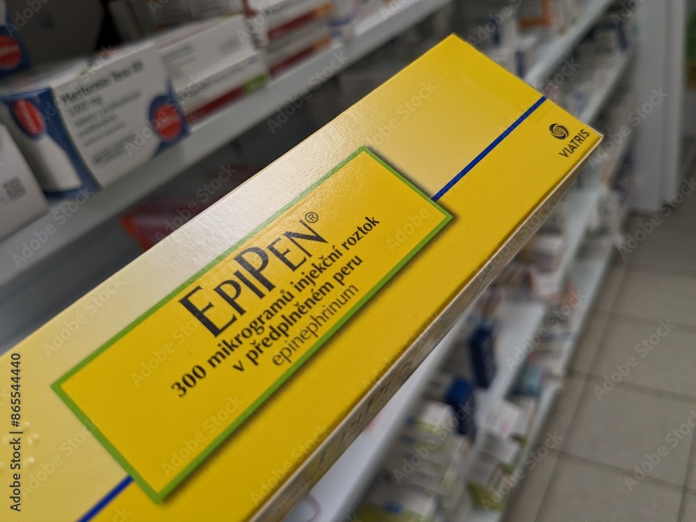 Prague, Czech Republic - July 9 2024: EPIPEN box of medication with ...
