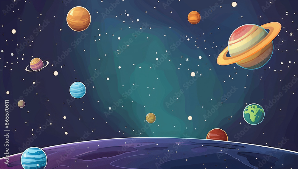 Sims style background of space with planets and stars, purple blue ...
