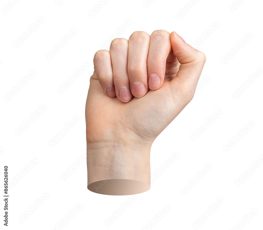 Fist, hand up, clenched power. Isolated white background. Protest arm ...
