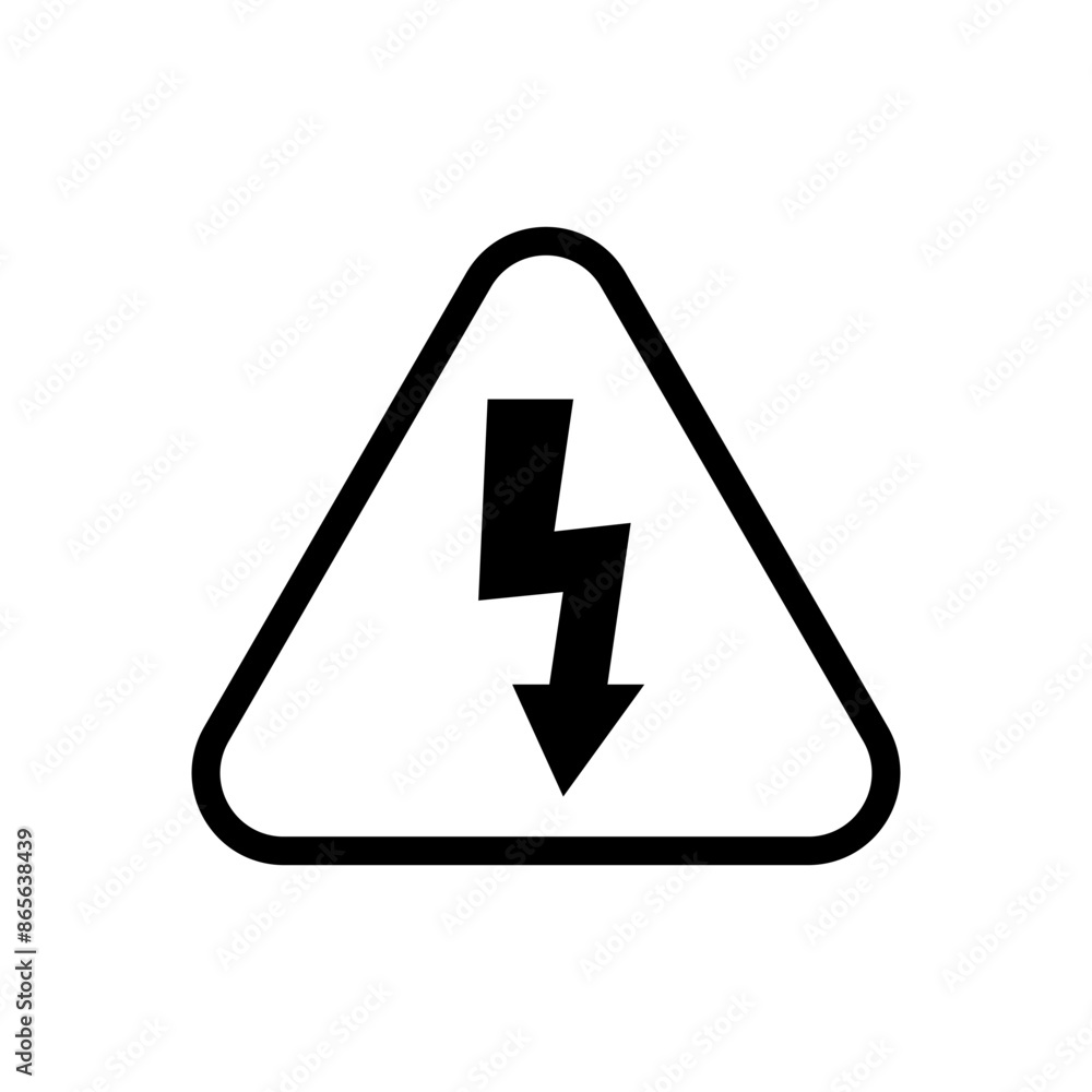 High voltage icon. Warning electricity symbol. Alert, hazard and danger ...