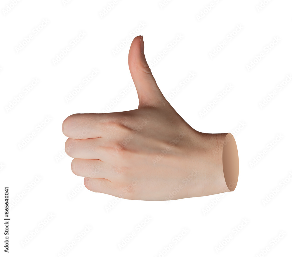 Thumb up hand gesture, finger isolated on white background. OK, good ...