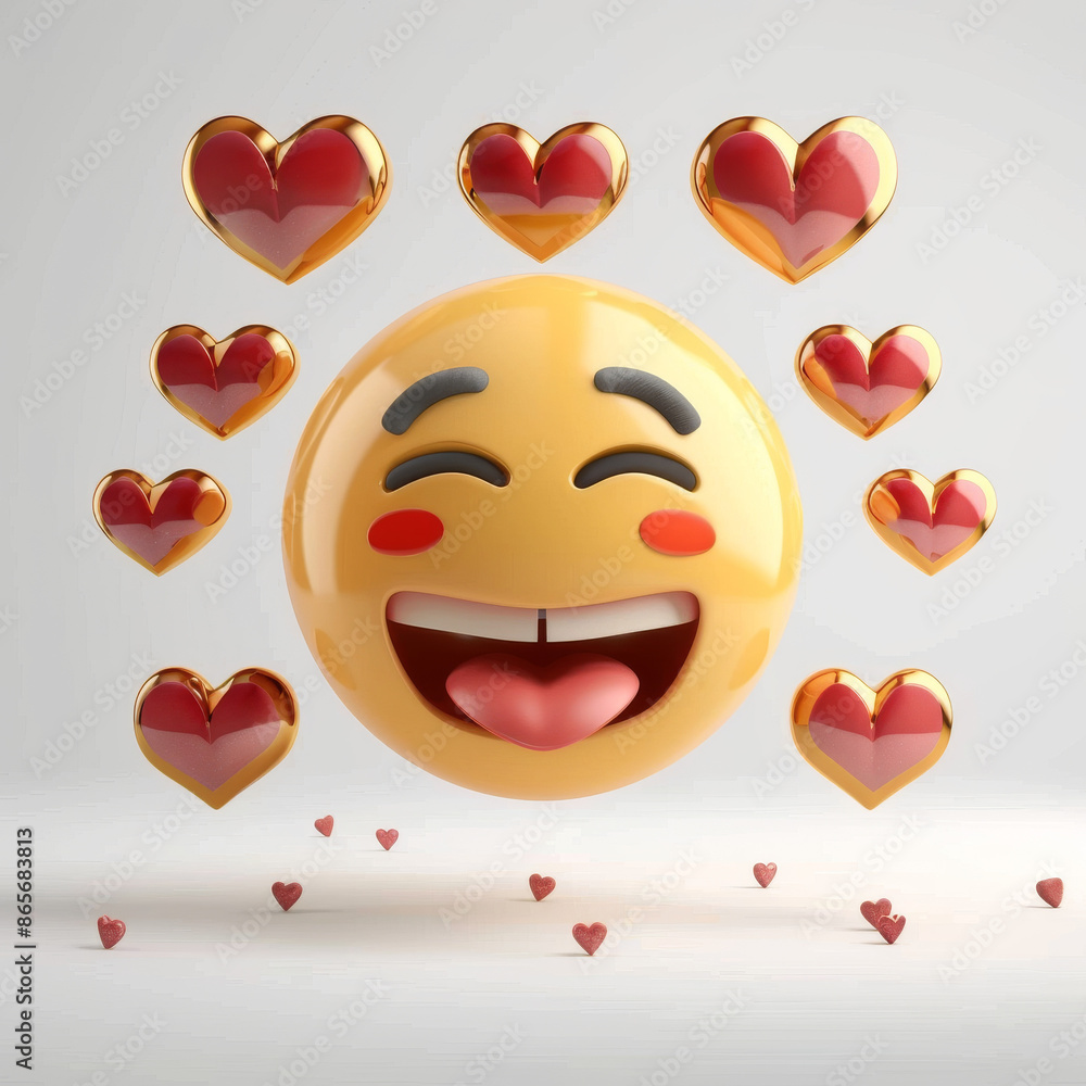 Top-quality emoticon of an in-love emoji, featuring a smiling yellow ...