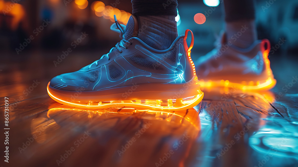 Basketball player using a balance board with glowing xray ankles ...