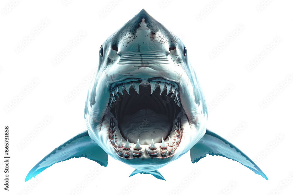 A shark with jaws swimming isolated on transparent background. Stock ...