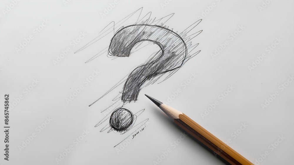 Creative Pencil Drawings Of Question Marks On White Backgrounds ...