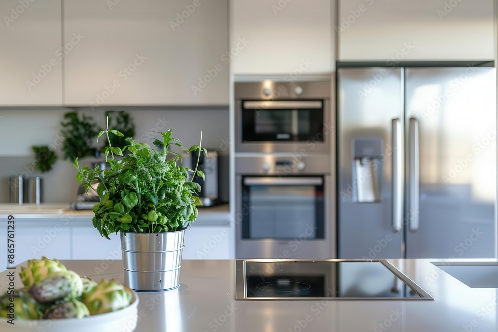 modern kitchen interior sleek appliances and clean lines define ...
