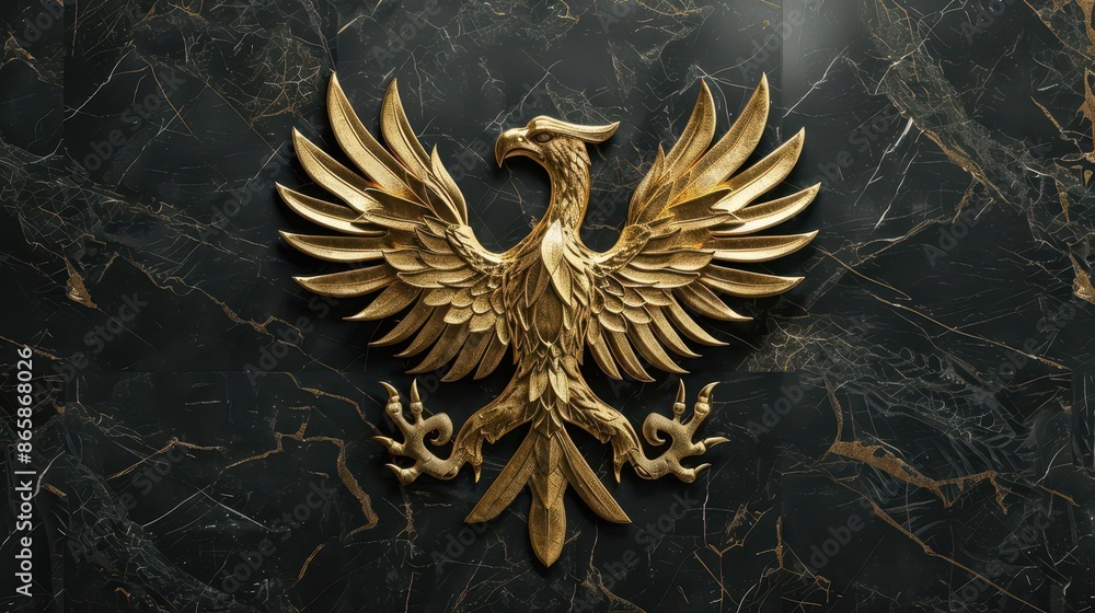 majestic golden griffin emblem emerges from sleek obsidian background ...