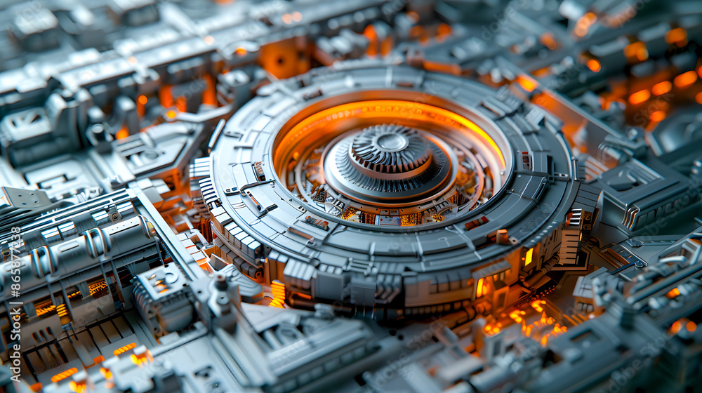 Schematic diagrams of intricate machines, revealing the inner workings ...