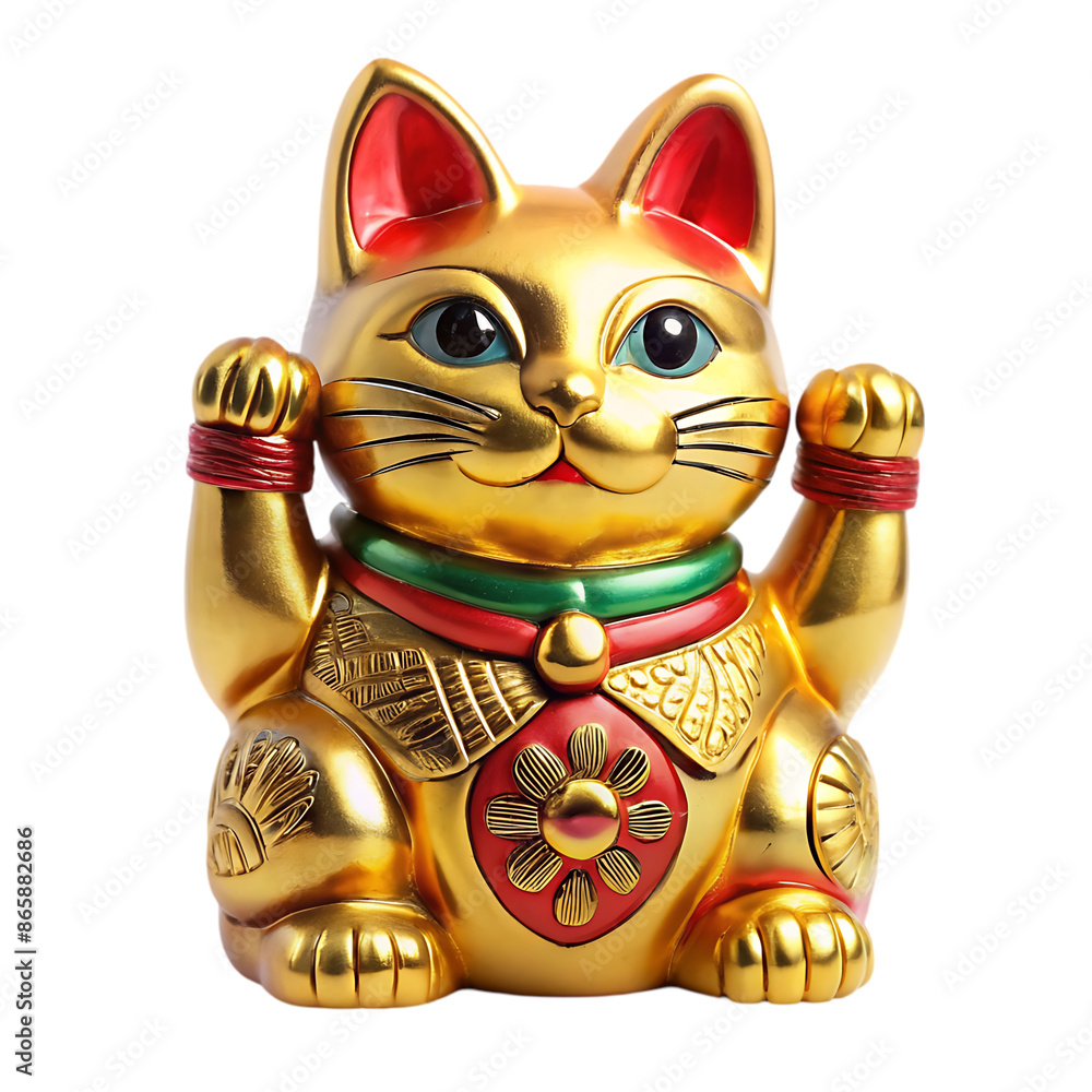 feng shui fortune cat on transparent background Stock Illustration ...
