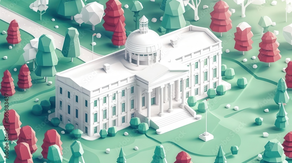38 American historical landmarks flat design worm's-eye view heritage ...