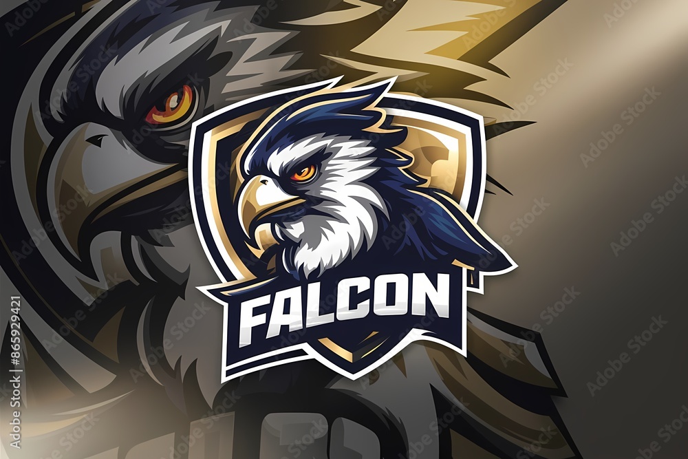 An eye-catching falcon mascot logo with an angry, fierce expression ...